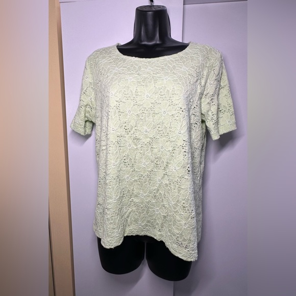 Appleseed's | Tops | Appleseeds Medium Light Green Floral Lined Lace ...